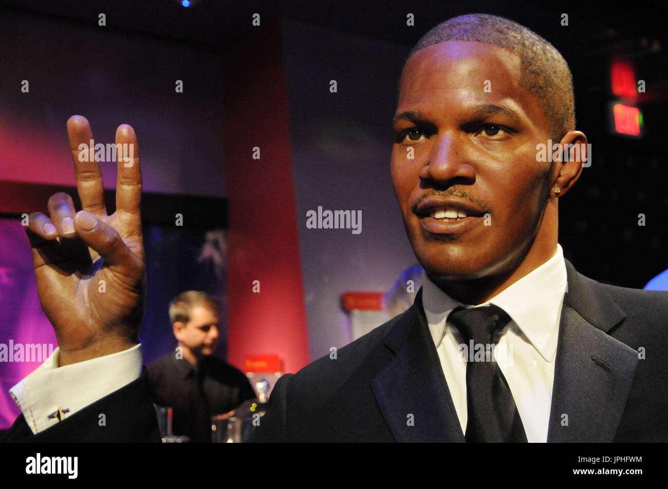 Jamie Foxx wax figure at the Madame Tussauds Hollywood Ribbon Cutting ...