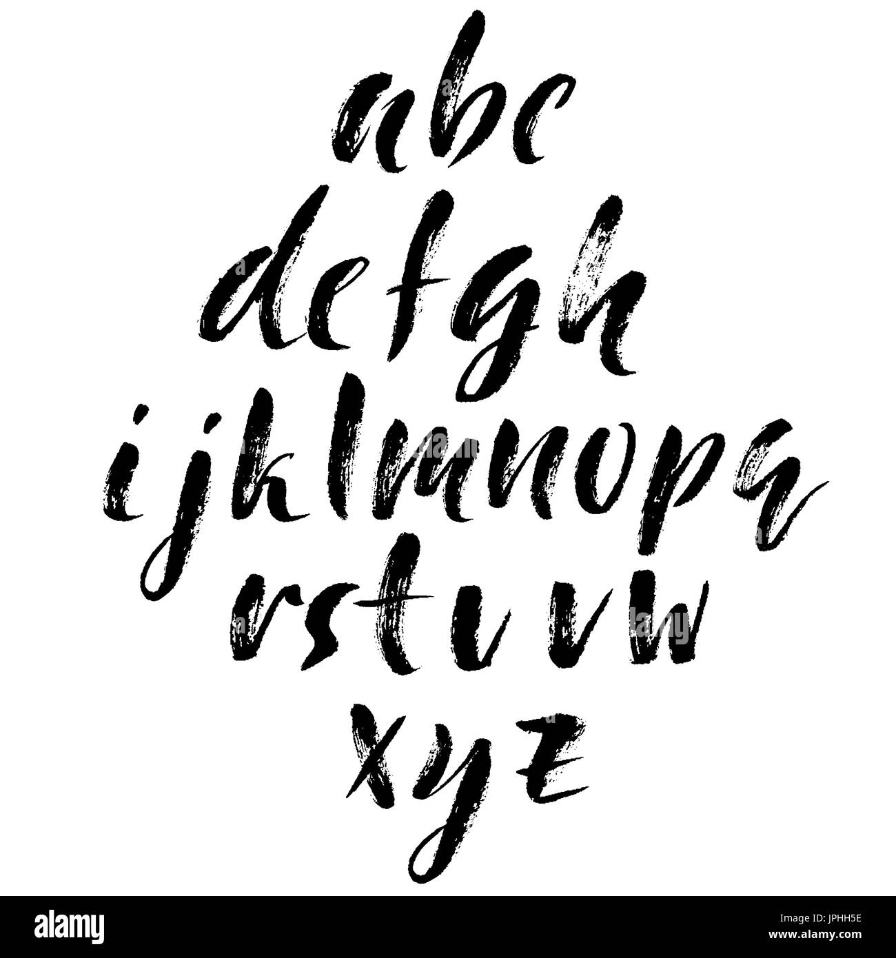 Hand drawn dry brush font. Modern brush lettering. Grunge style ...