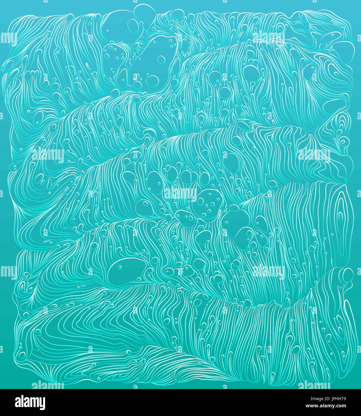 Blue vector pattern. Ocean background with abstract ornaments waves ...