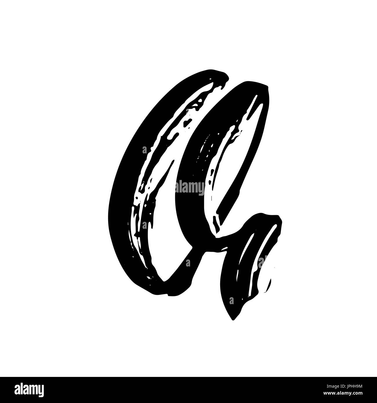 Letter Q. Handwritten by dry brush. Rough strokes font. Vector ...