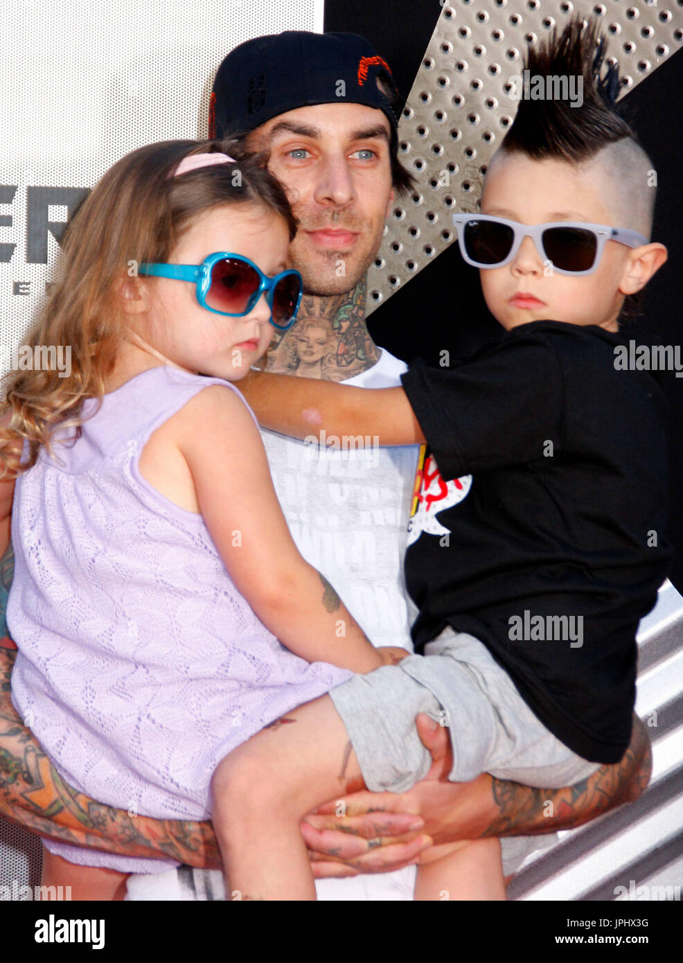 Travis Barker and Family at the Los Angeles Premiere of TRANSFORMERS ...