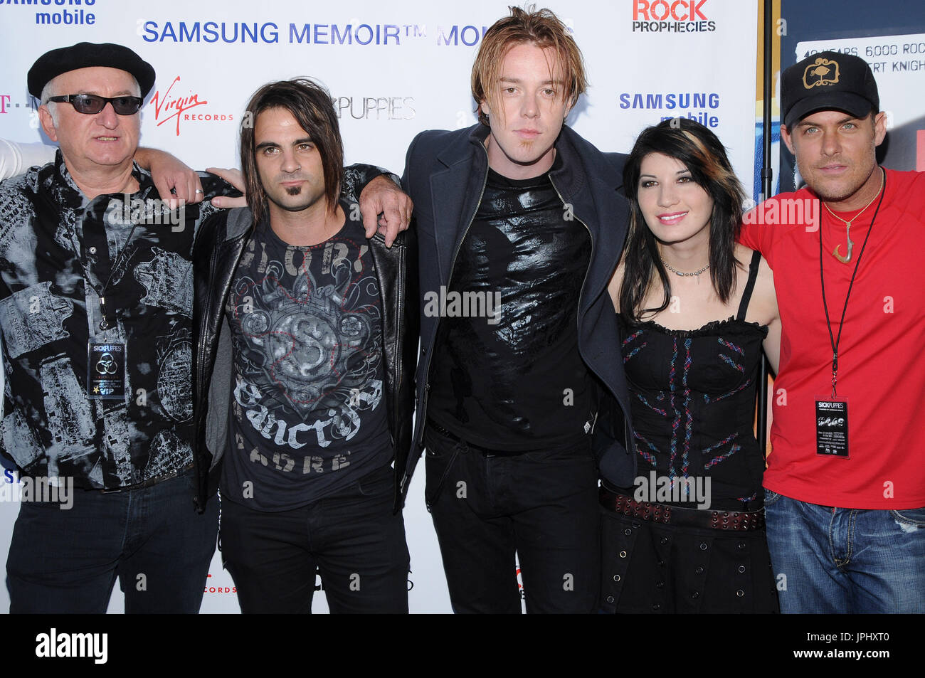 Mark Goodwin, Shimon Moore and Emma Anzai at the Sick Puppies Album ...