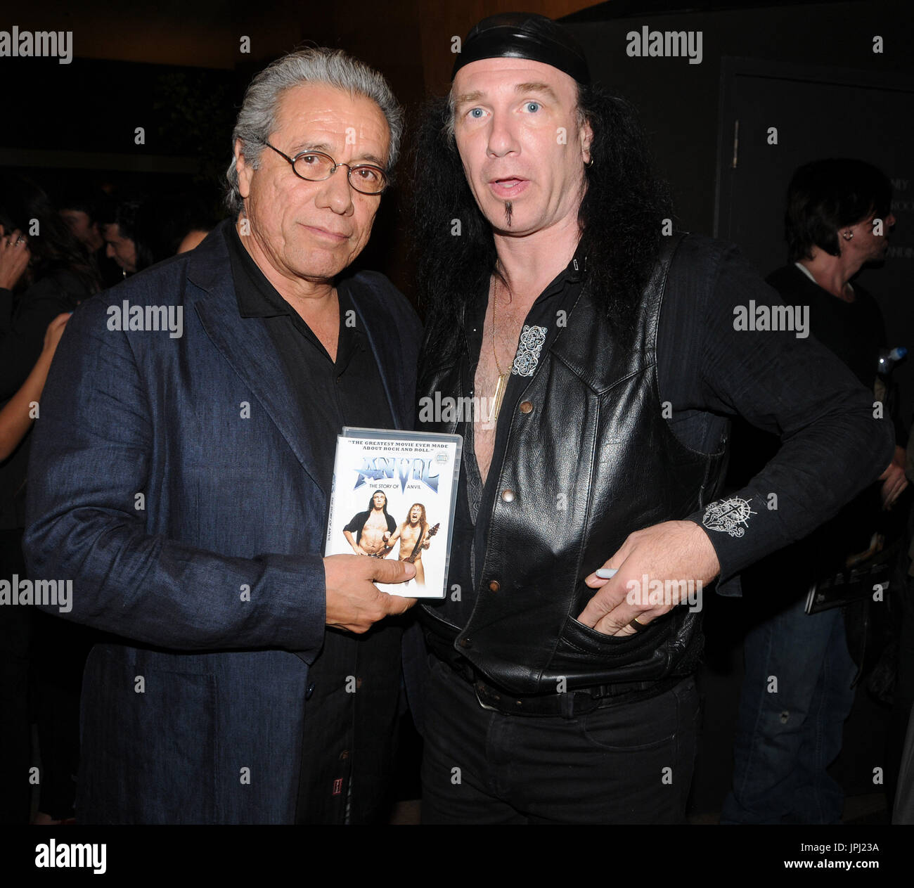 Edward James Olmos and G Five of Anvil during the reception of the DVD ...