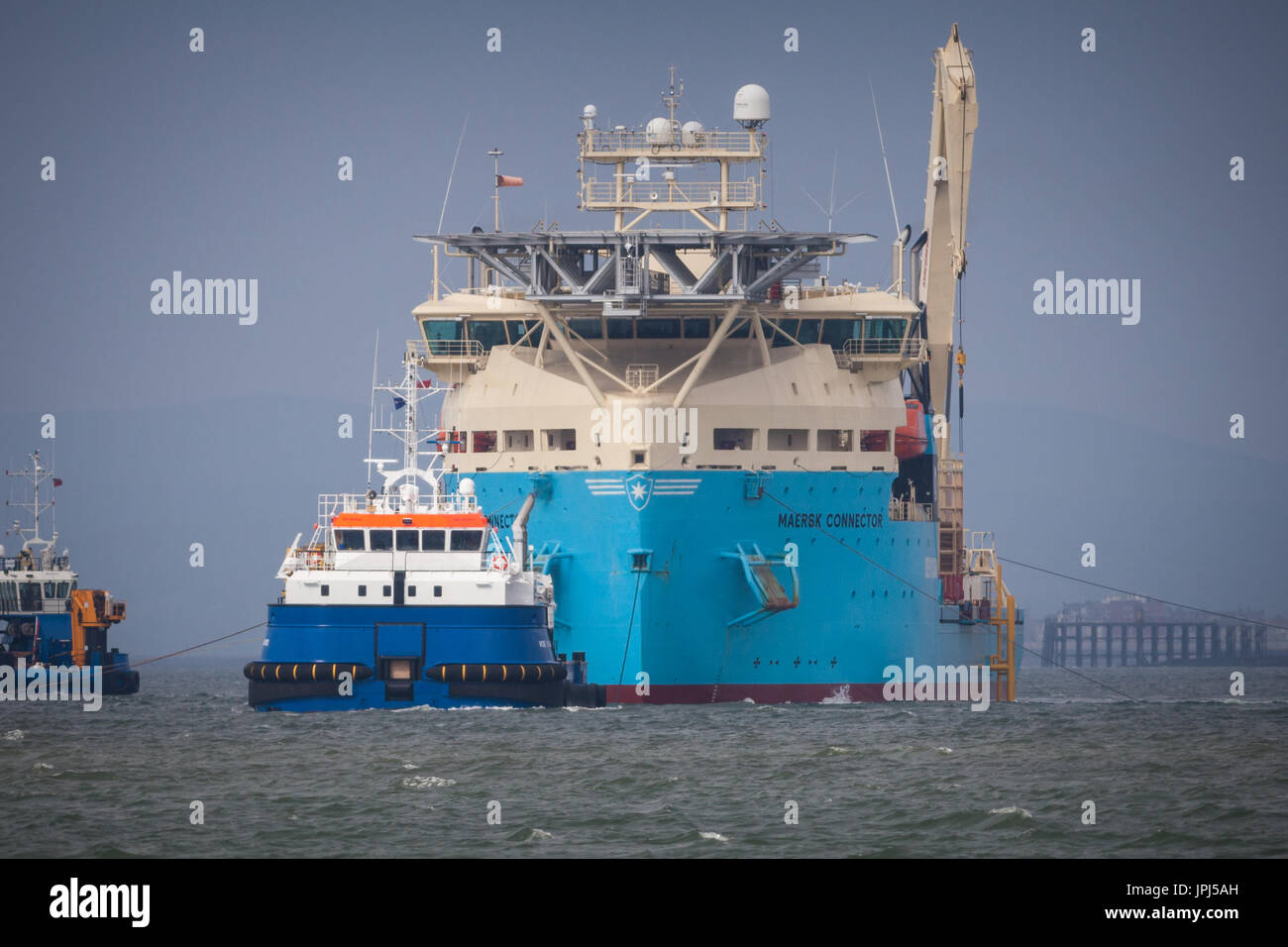 The cable lay vessel, Maersk Connector, installing the Walney 3 export ...