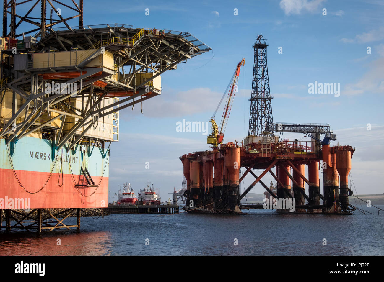 The drilling platform, Borgsten Dolphin, moored in the Scottish port of ...