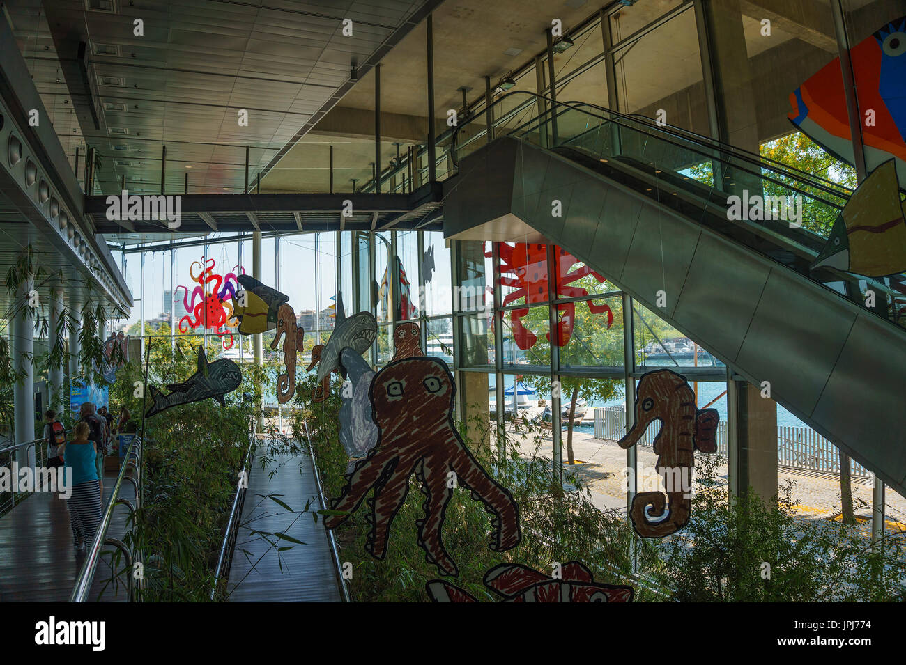 Interior of the Aquarium Barcelona (L'Aquarium de Barcelona). Its the ...