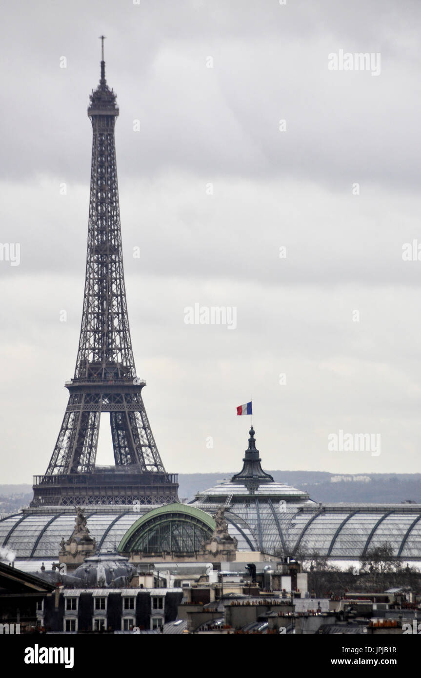 The Eiffel Tower on an overcast day, Paris, France Stock Photo - Alamy