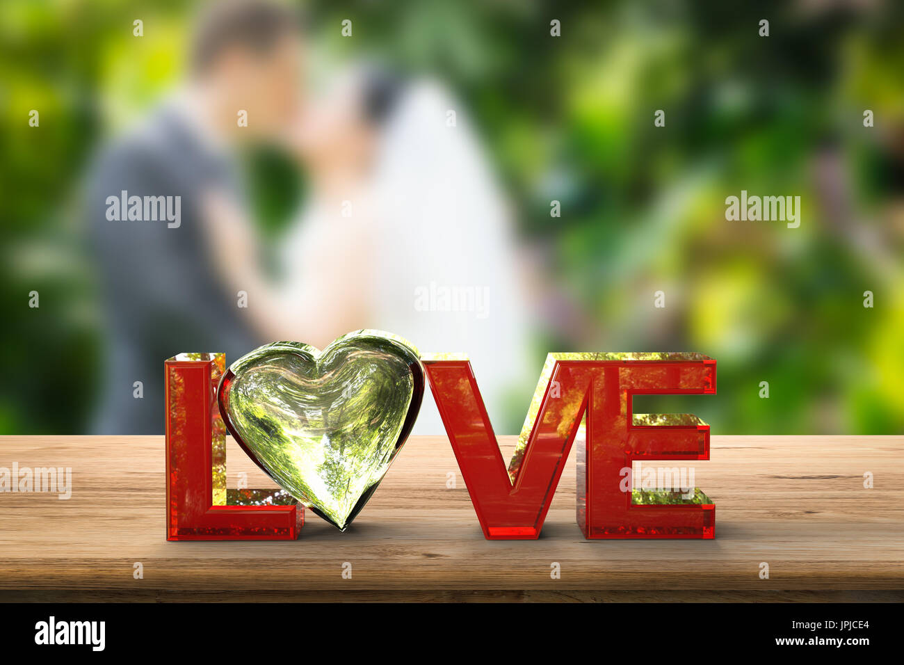 love text with heart shape for wedding ceremony Stock Photo - Alamy