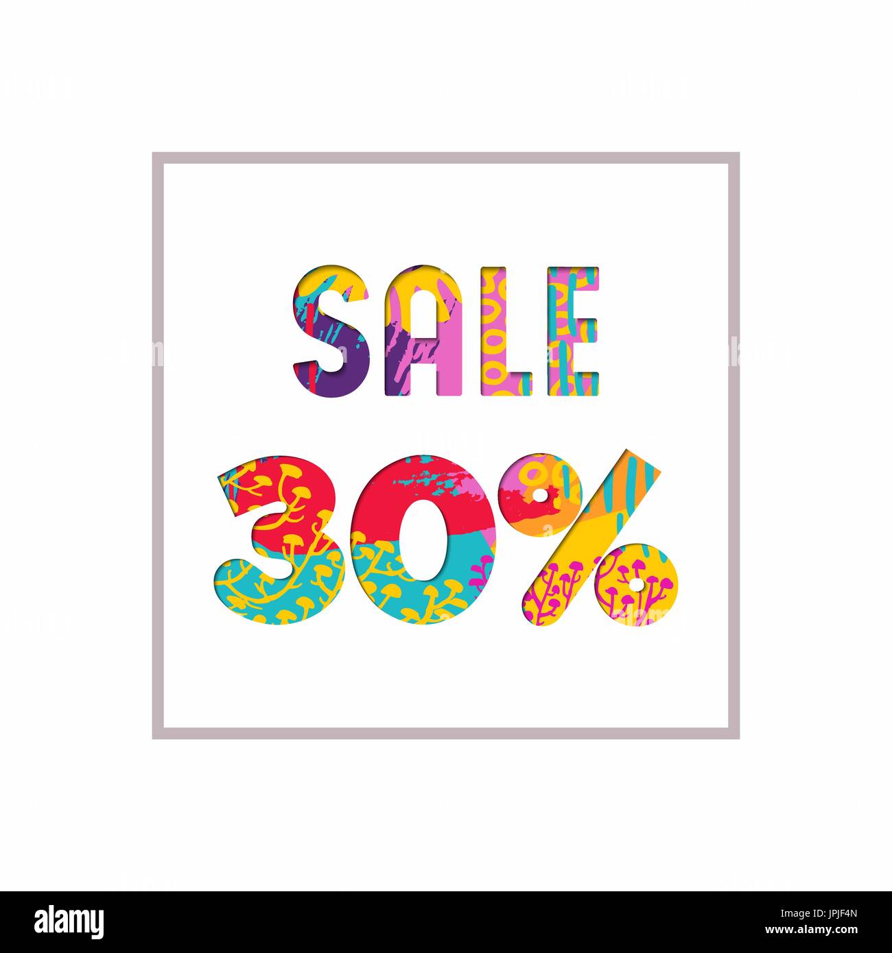 Sale 30% off modern text quote, typography design in paper cut style ...