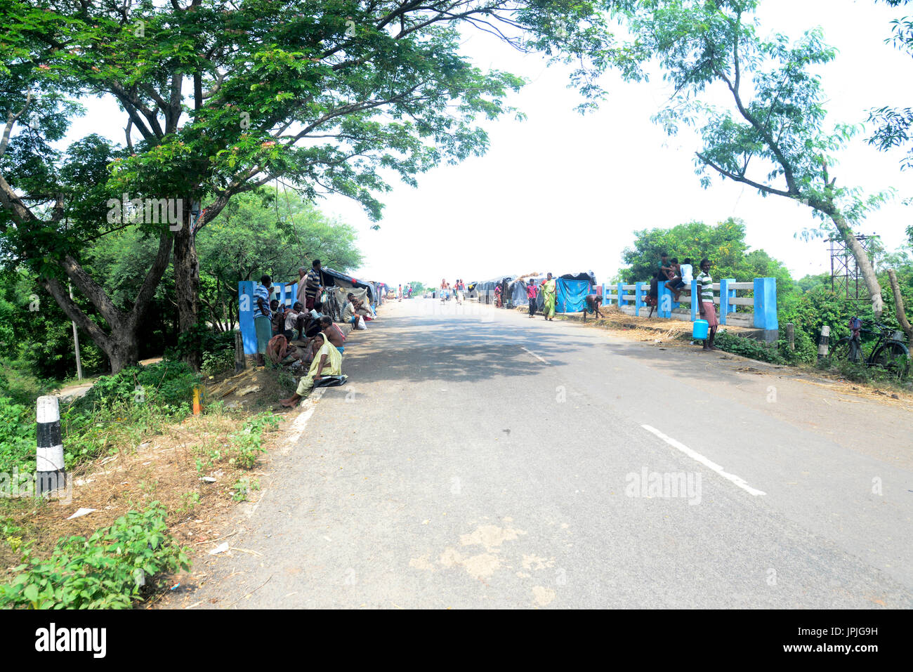 Amta, India. 01st Aug, 2017. Flood victim takes shelter in make shift ...