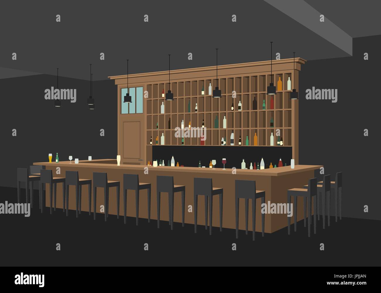 Interior design cafe Stock Vector Images - Alamy