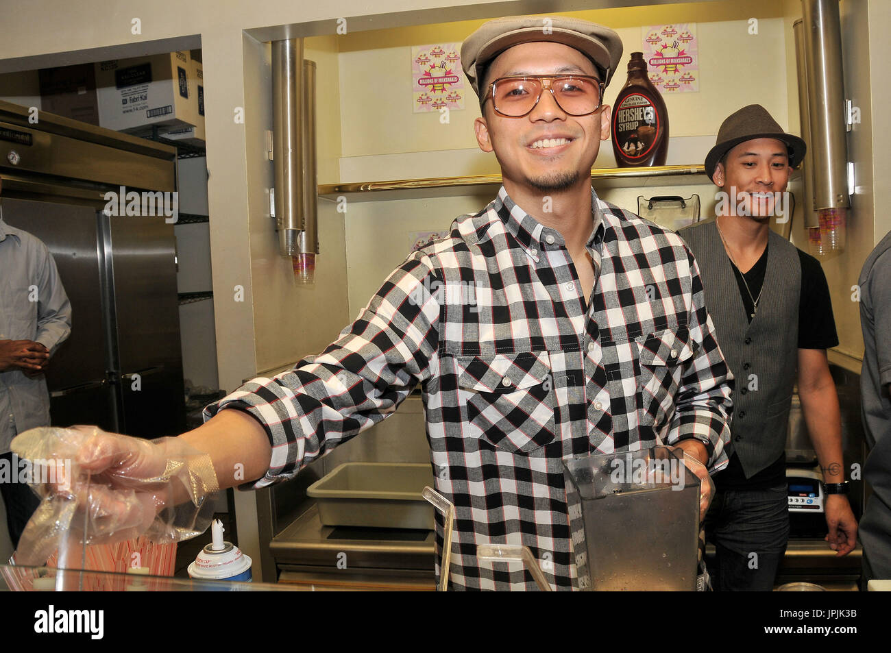 Jabbawockeez - Ben Chung AKA B-Tek & Joe Larot at the Jabbawockeez Milkshake Launch At Millions ...