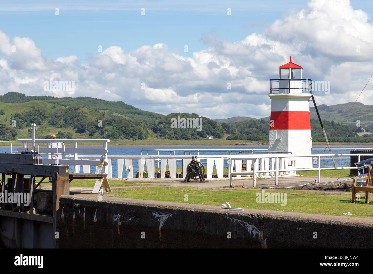 Lighthouse at the Crinan Canal, Argyll & Bute, Scotland, United Kingdom ...