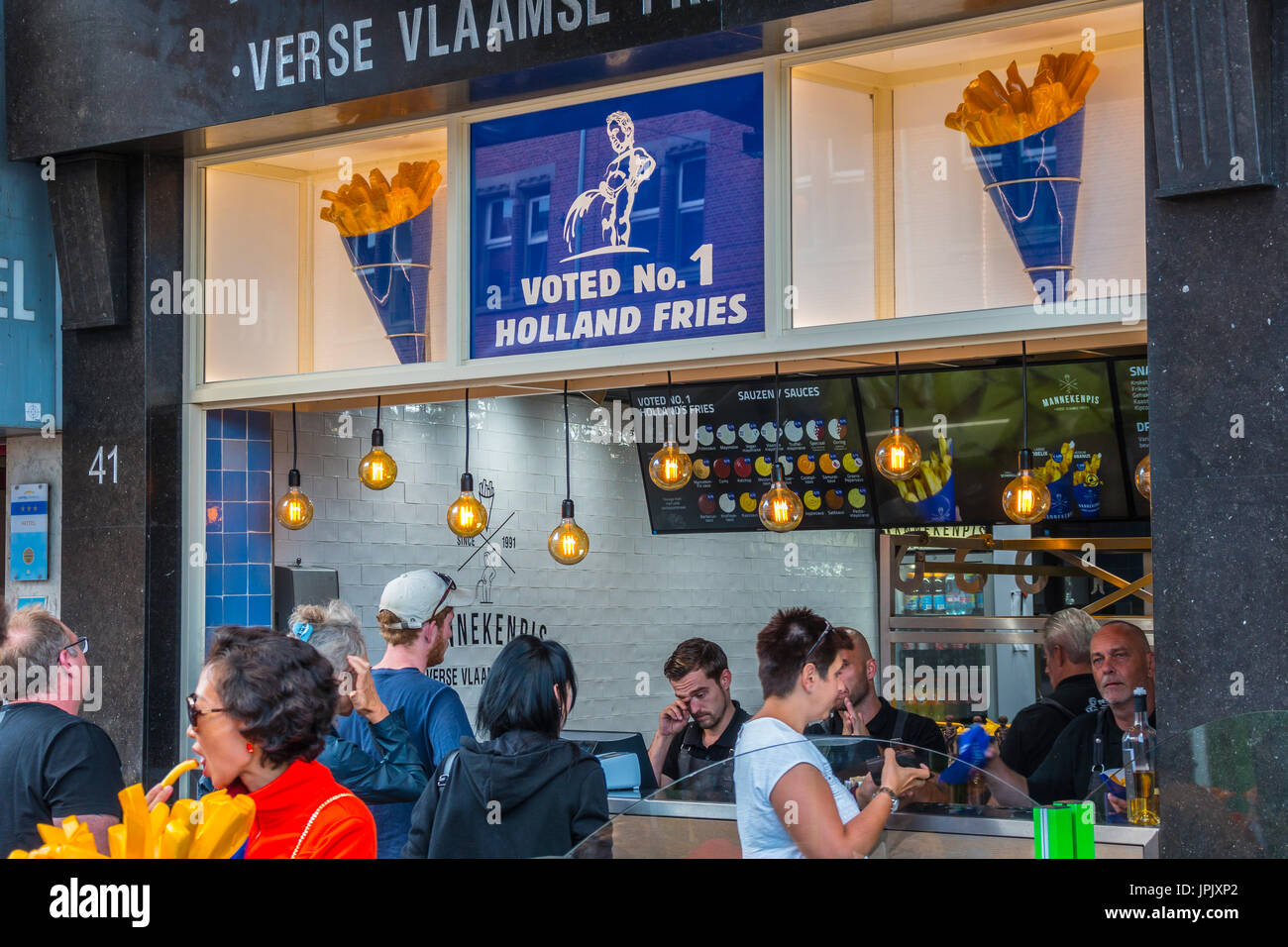 Most famous Belgian Fries street sale in Amsterdam - Mannekepis Fries ...