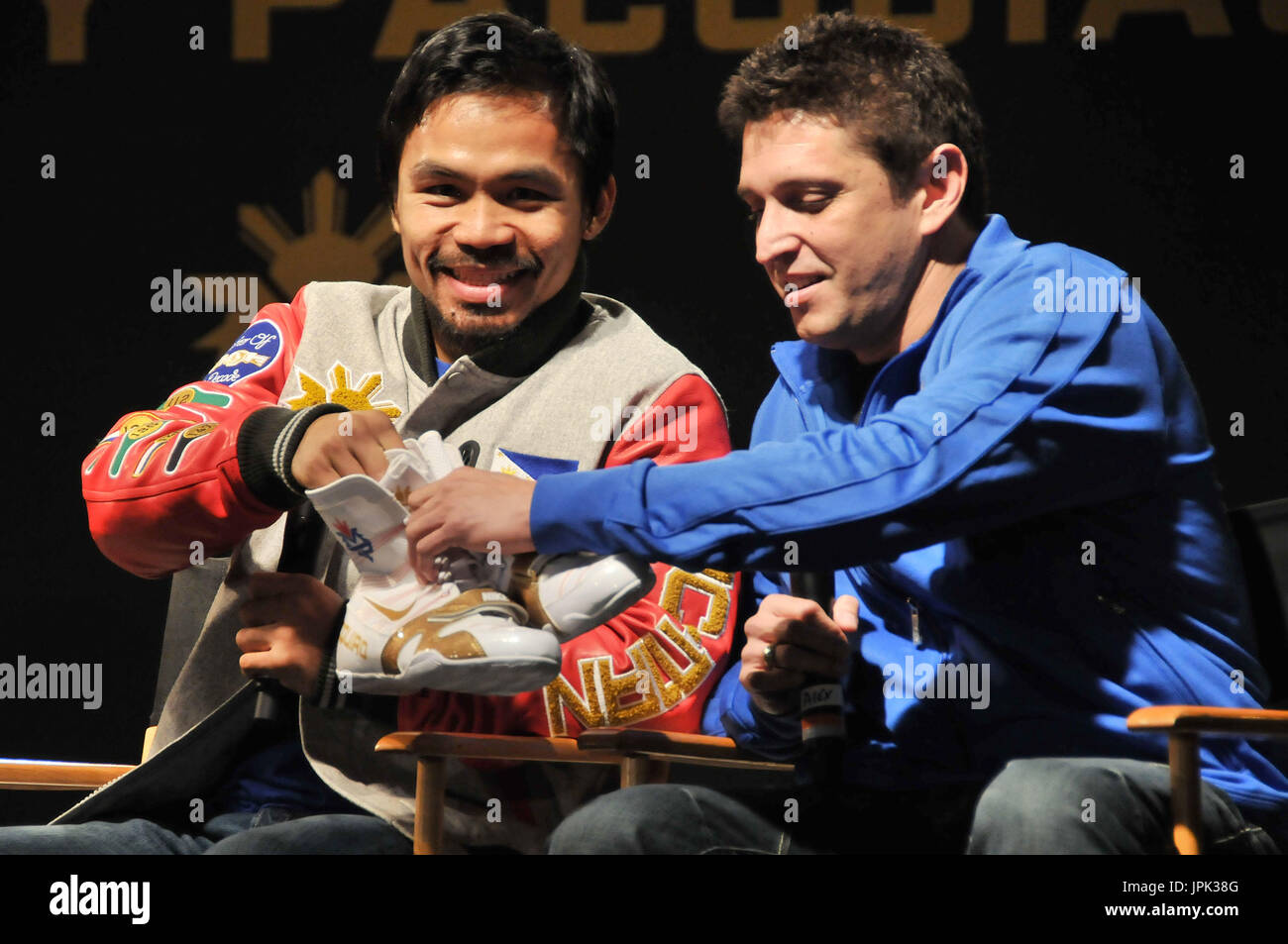Manny Pacquaio & Boxing Trainer Alex Ariza at the Nike Live Q&A Session ...