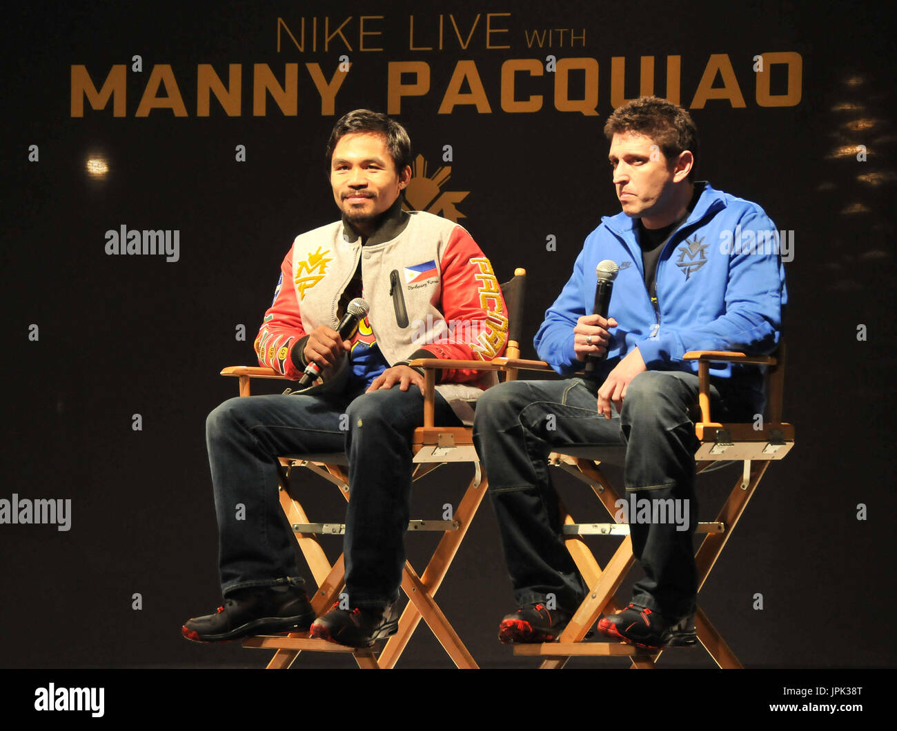 Manny Pacquaio & Boxing Trainer Alex Ariza at the Nike Live Q&A Session ...