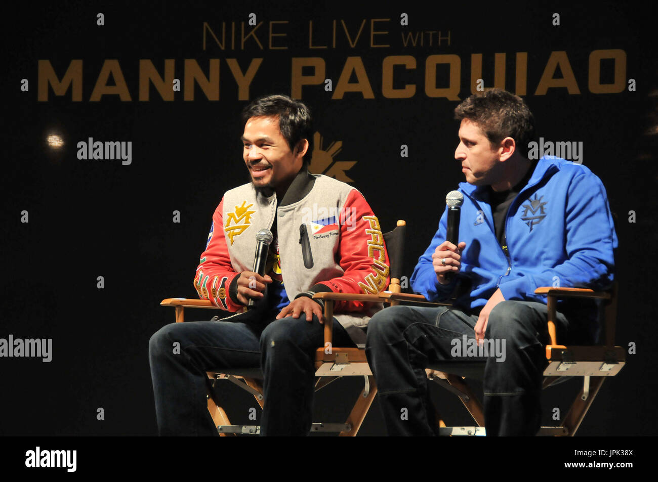 Manny Pacquaio & Boxing Trainer Alex Ariza at the Nike Live Q&A Session ...