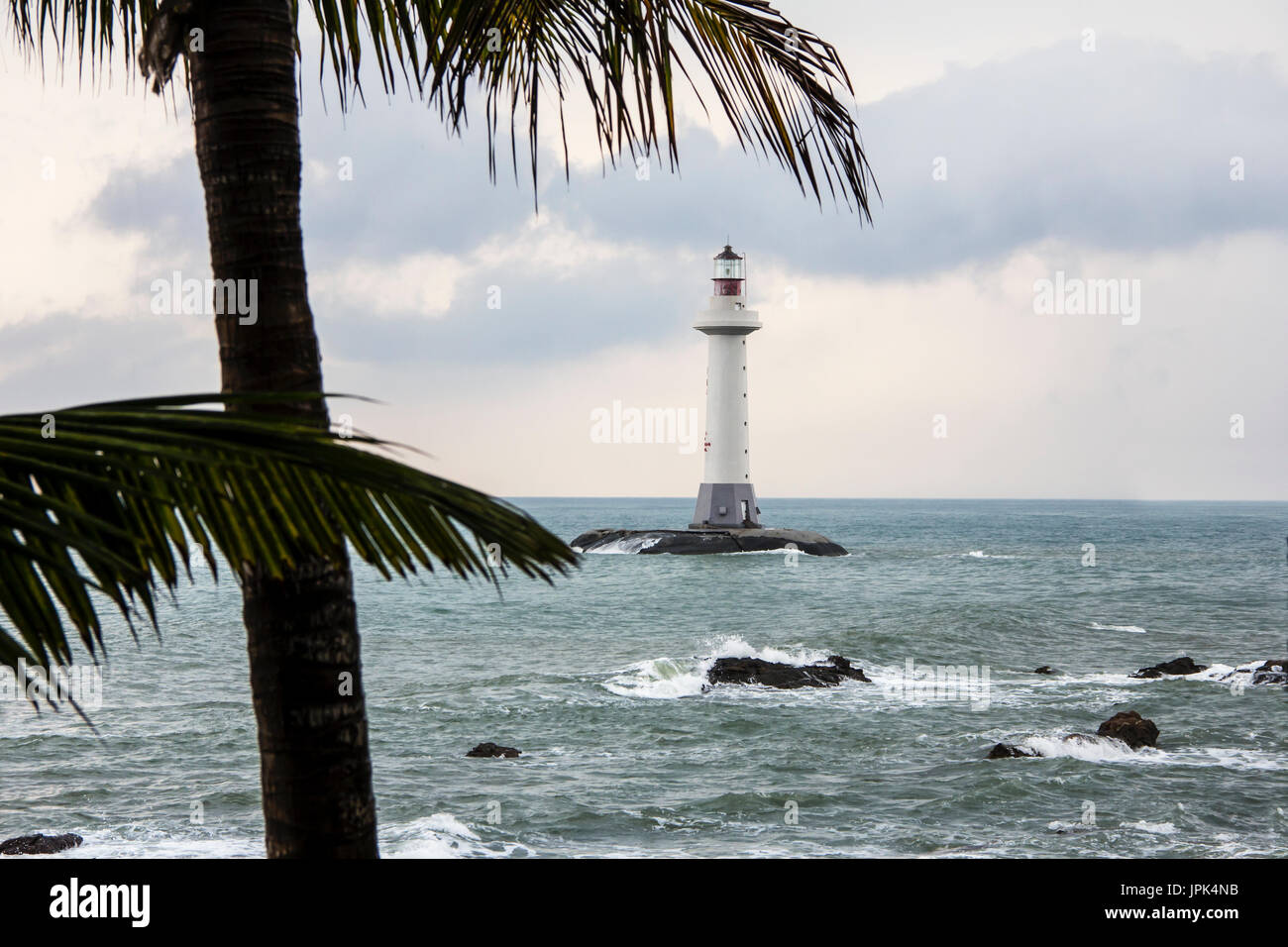 View of a lighthouse in the Dongtian park, Sanya, Hainan, China and ...