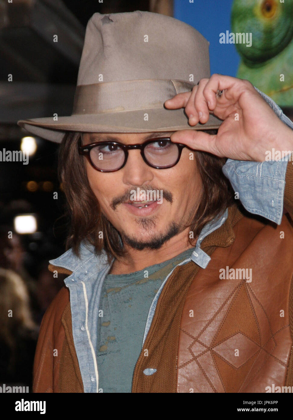 Johnny Depp at the Los Angeles Premiere of RANGO held at the Regency ...
