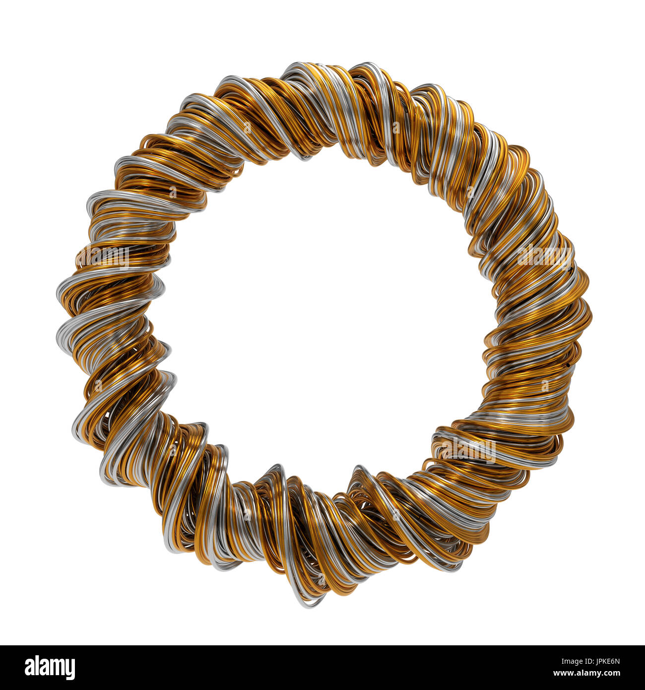 3d illustration of twisting gold and steel wires Stock Photo - Alamy