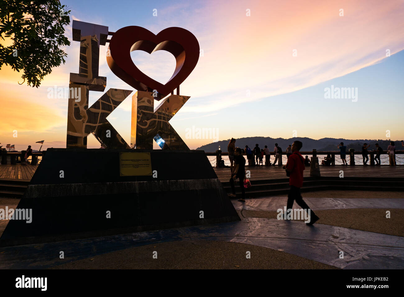 Kota Kinabalu, Malaysia - August 01, 2017: Back lit of the new landmark ...
