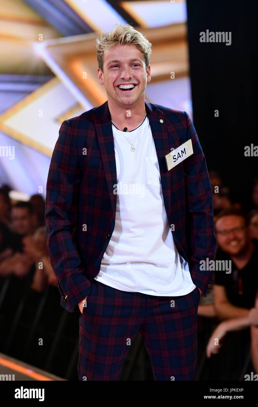 Sam Thompson enters the Celebrity Big Brother house at Elstree Studios ...