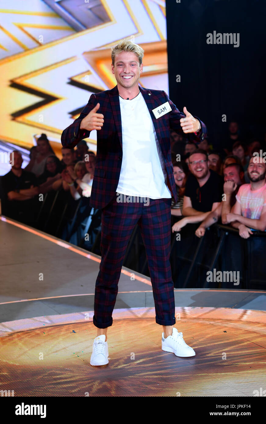 Sam Thompson enters the Celebrity Big Brother house at Elstree Studios ...