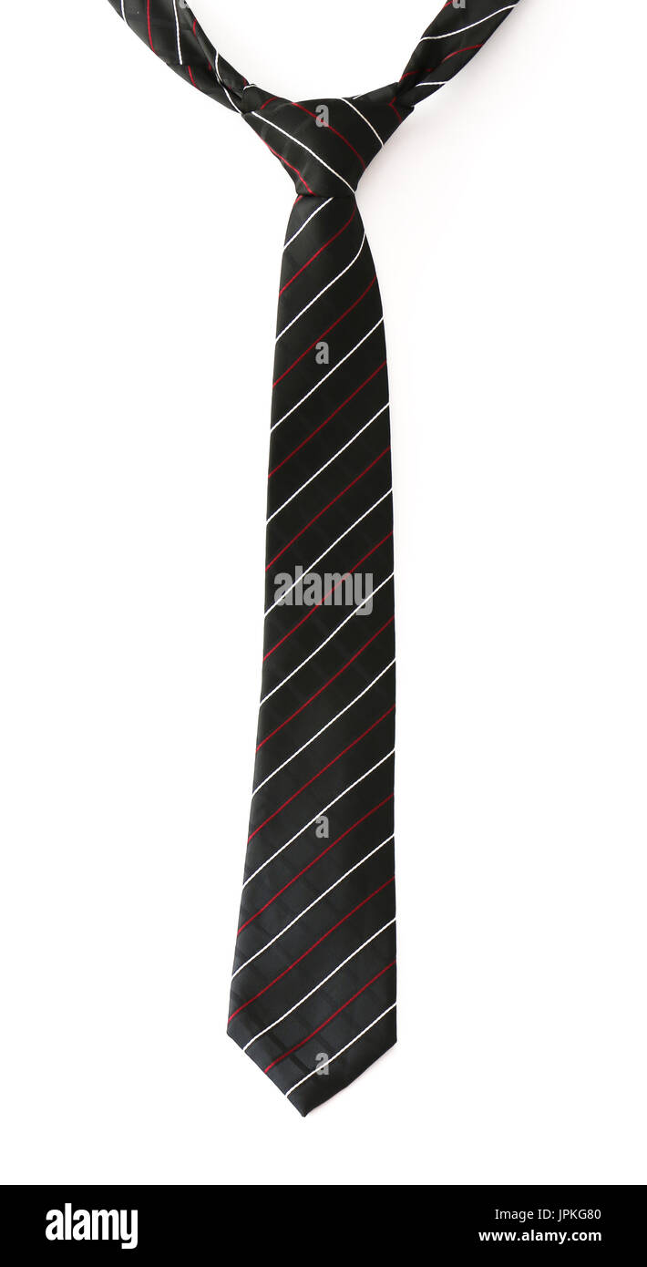 Tied neck ties hanging on a white background Stock Photo - Alamy