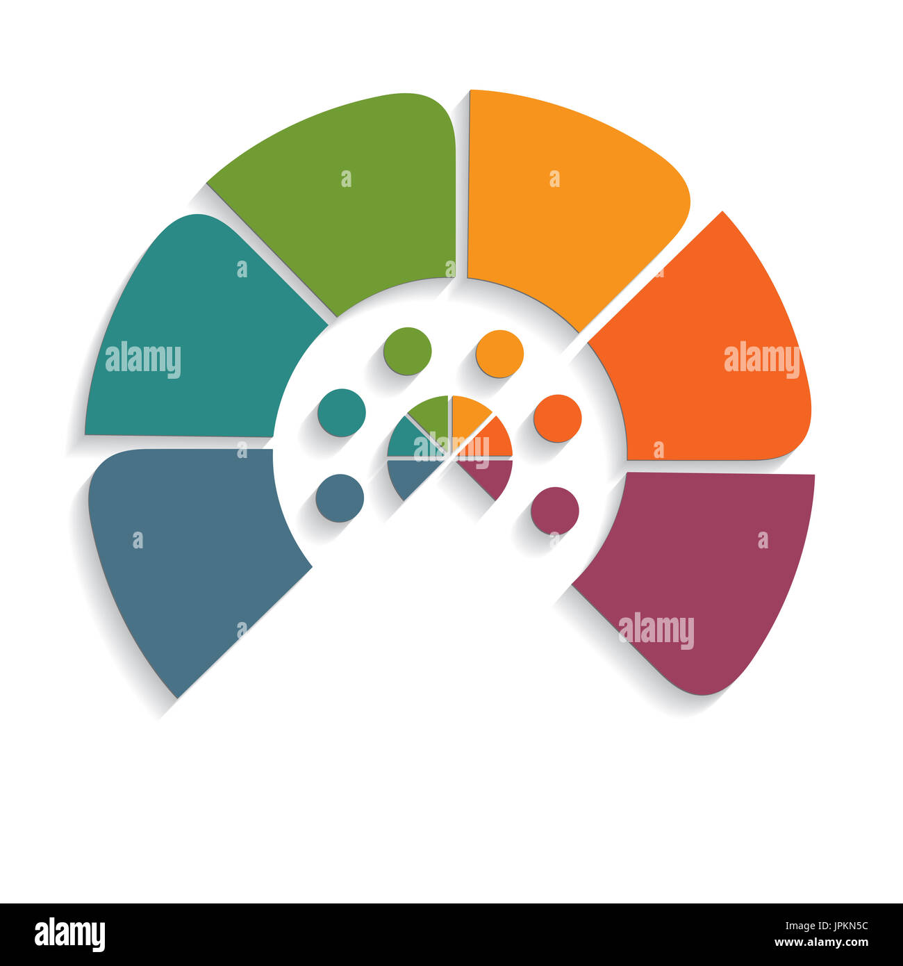Template chart semicircle for infographics six positions Stock Photo ...