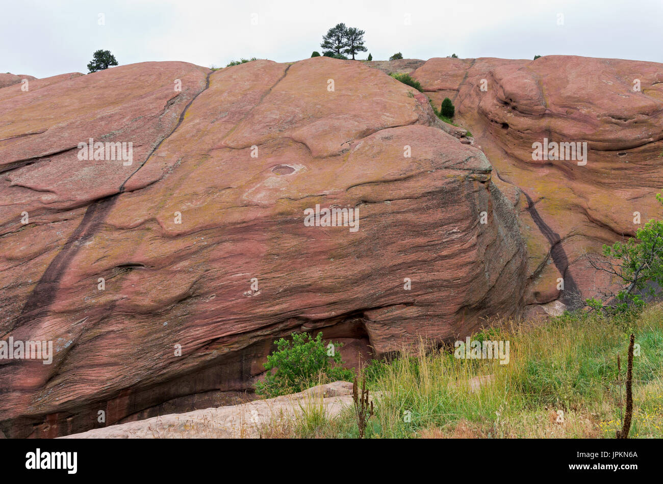 red sandstone monolith along hiking trail at red rocks park in ...