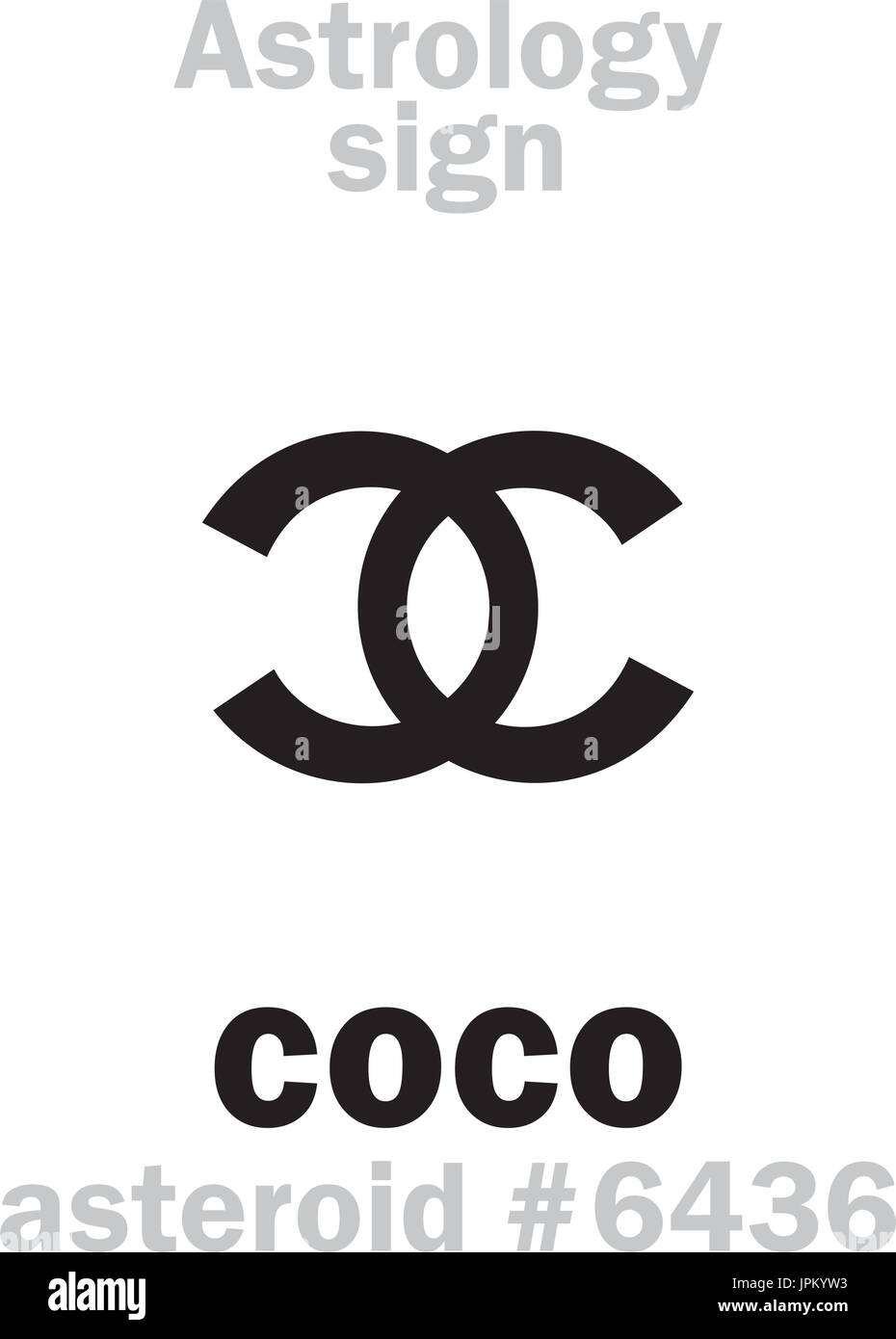 Astrology Alphabet: COCO, asteroid #6436. Hieroglyphics character sign ...