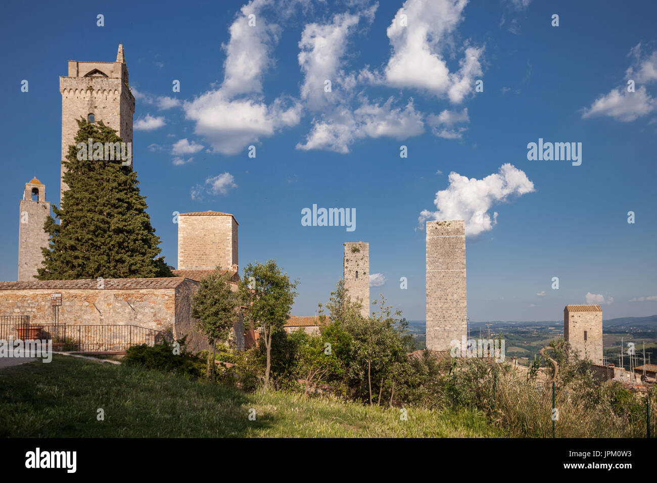 amazing medieval towers in the Italian town of San Gimignano Stock ...