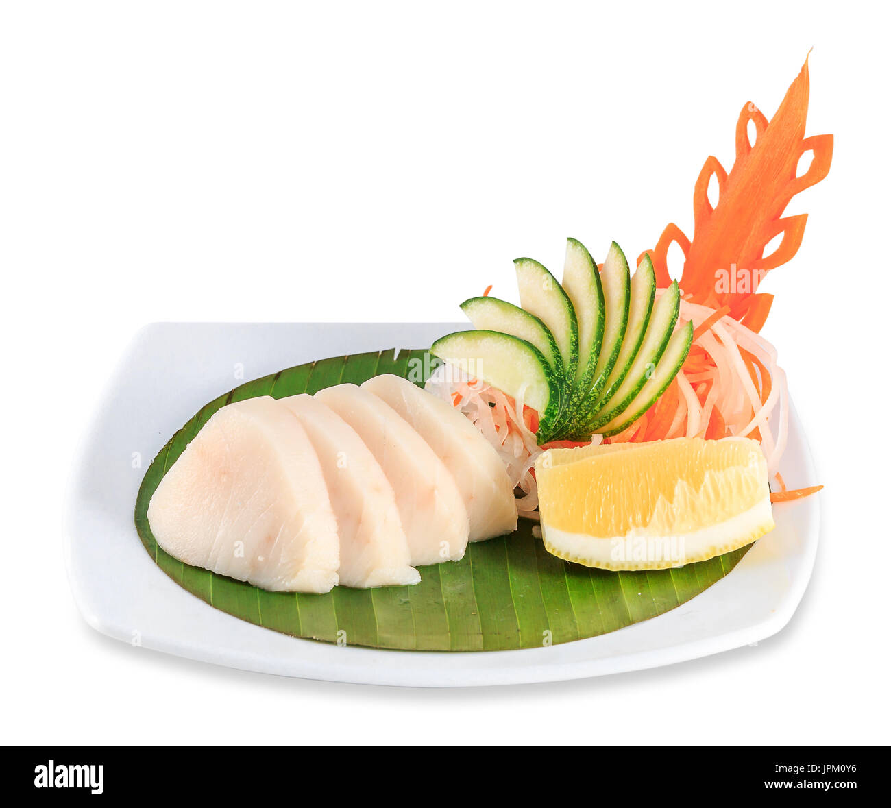Sashimi with oily fish. Isolated on white background with clipping path ...