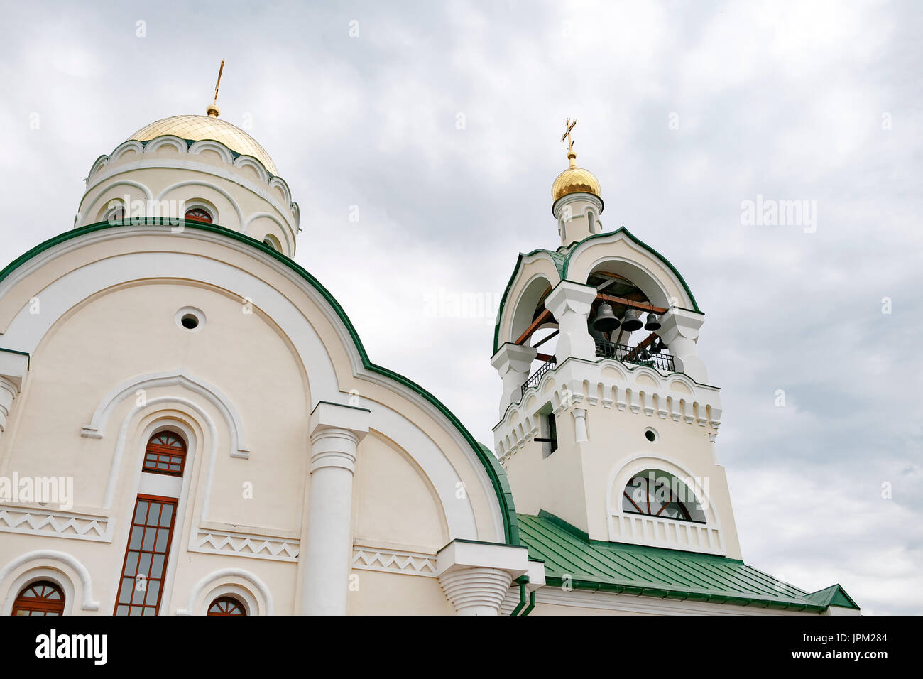 Small bell tower with a bell of a country Orthodox church Stock Photo ...