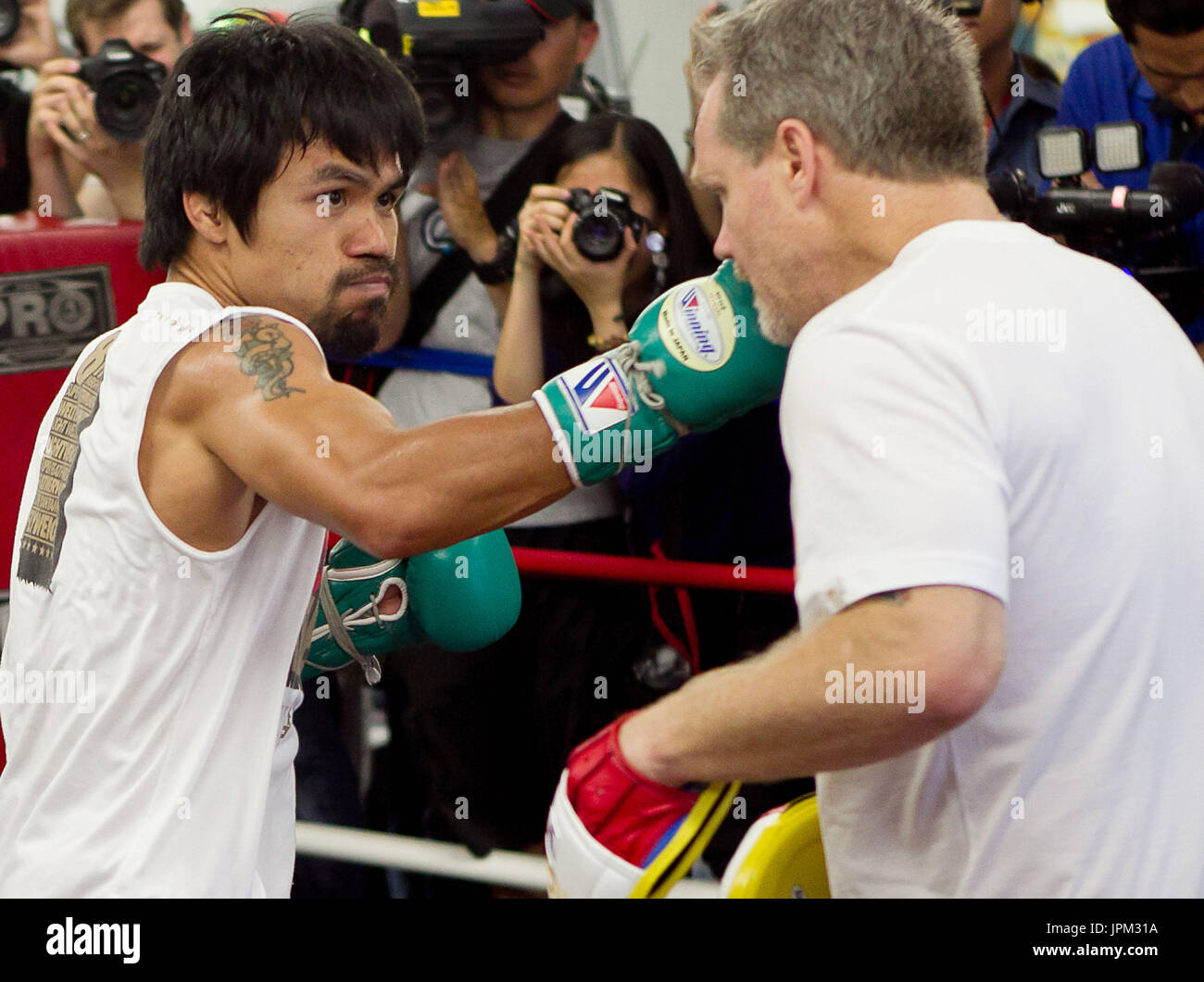 Manny Pacquiao & Freddie Roach at the Manny Pacquiao Media Day held at Wild Card Boxing Club in ...
