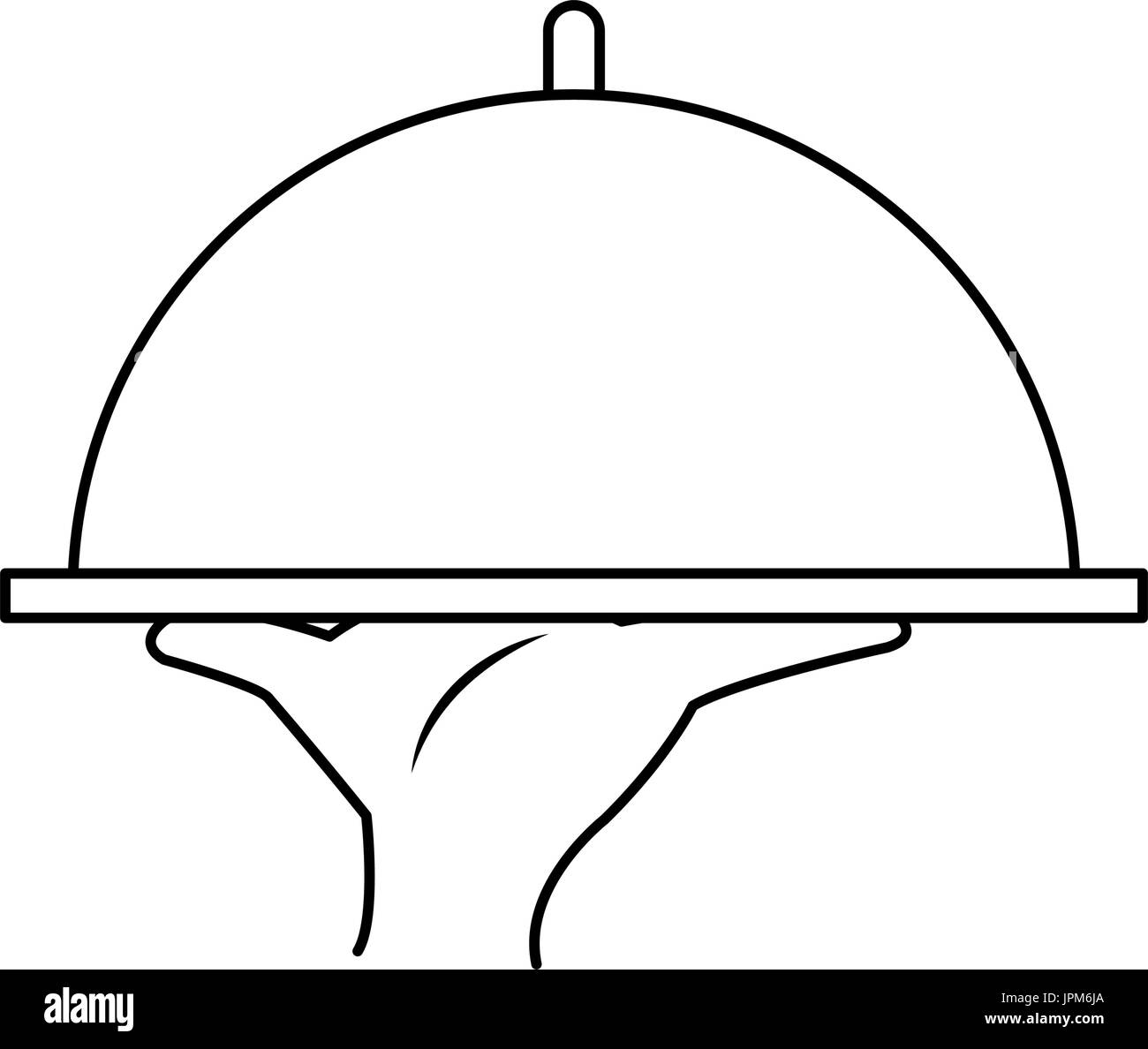 waiter hand holding cloche serving plate for food Stock Vector Image ...