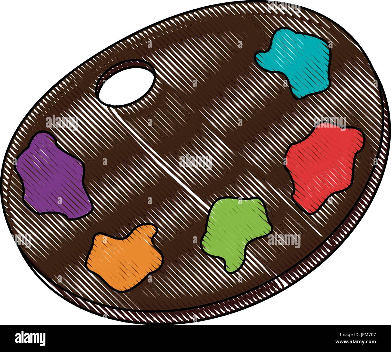 artistic palette with color wheel equipment drawing Stock Vector Image ...