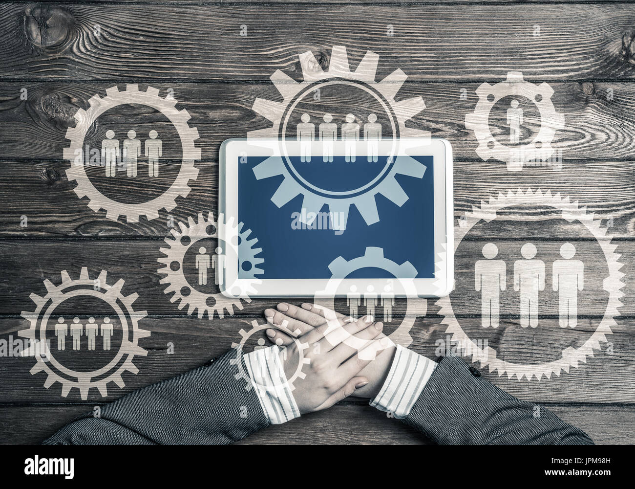 Concept of teamworking and connection with gears mechanism and t Stock ...