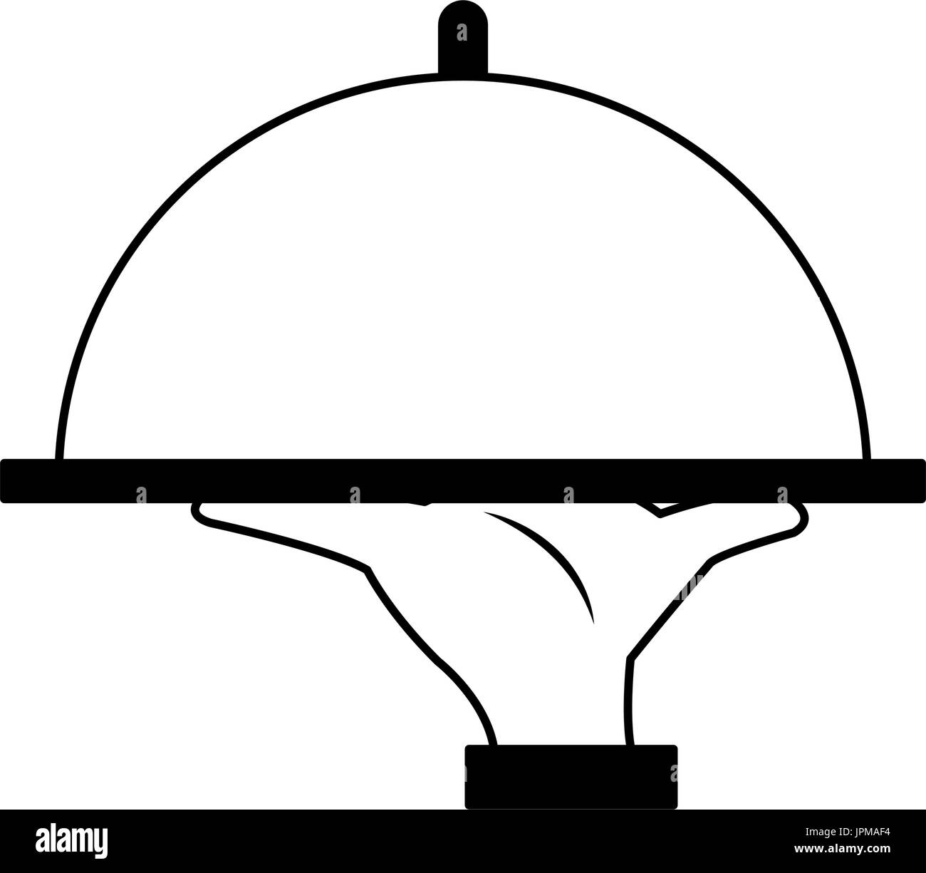 waiter hand holding cloche serving plate for food Stock Vector Image ...