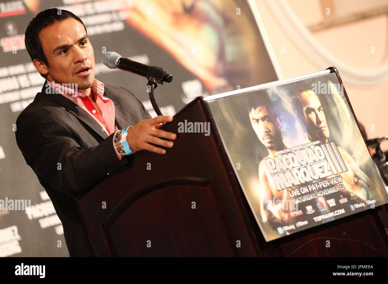 Boxer Juan Manuel Marquez at the Pacquiao Marquez III Press Conference ...