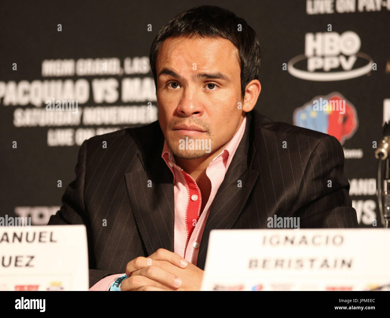 Boxer Juan Manuel Marquez at the Pacquiao Marquez III Press Conference ...