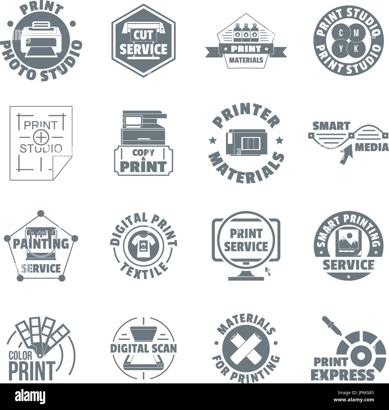 Print service logo icons set, simple style Stock Vector Image & Art - Alamy
