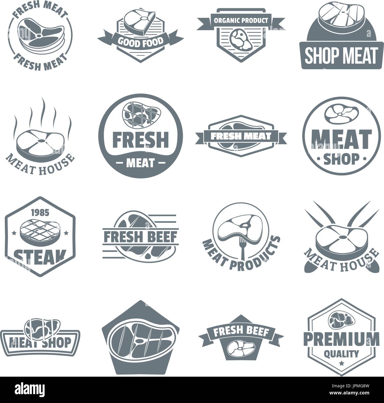 Steak logo icons set, simple style Stock Vector Image & Art - Alamy