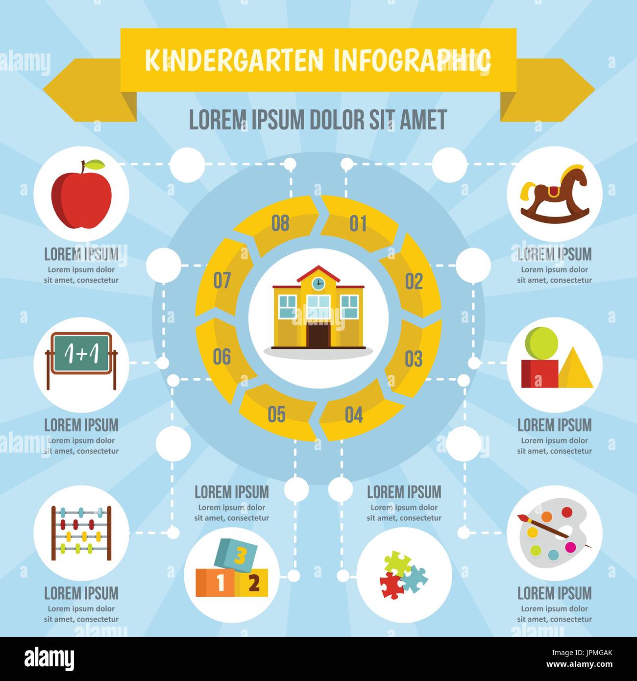 Kindergarten infographic concept, flat style Stock Vector Image & Art ...