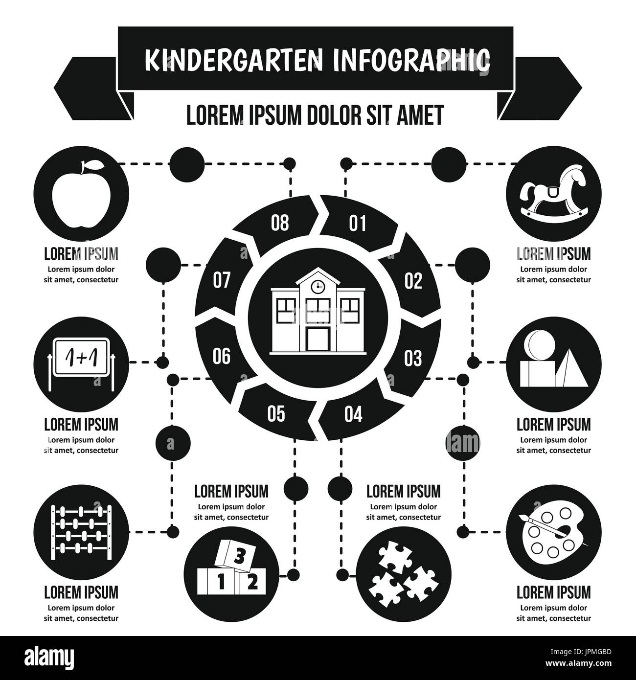 Kindergarten infographic concept, simple style Stock Vector Image & Art ...
