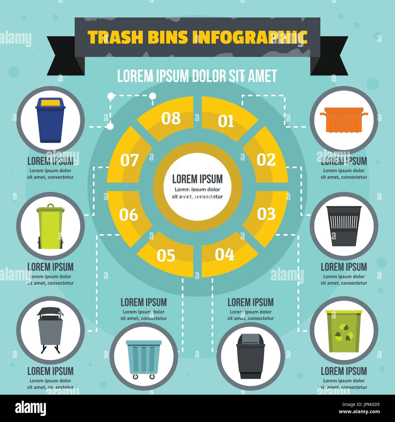 Trash bins infographic concept, flat style Stock Vector Image & Art - Alamy