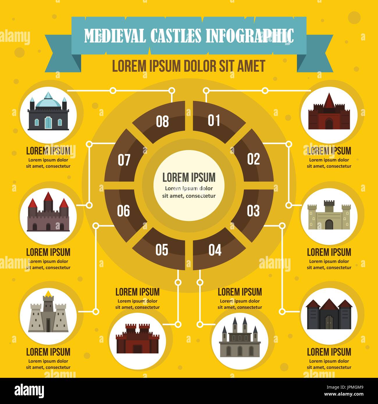 Medieval castles infographic concept, flat style Stock Vector Image ...