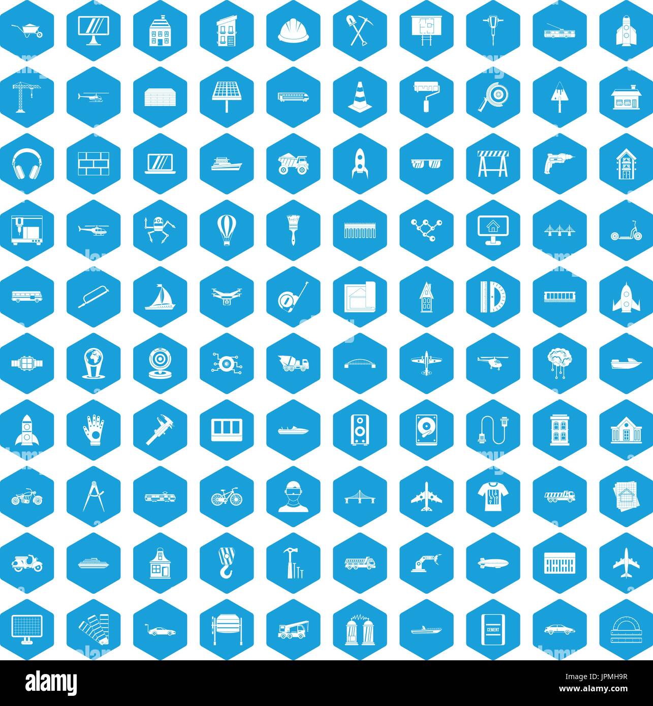 100 engineering icons set blue Stock Vector Image & Art - Alamy