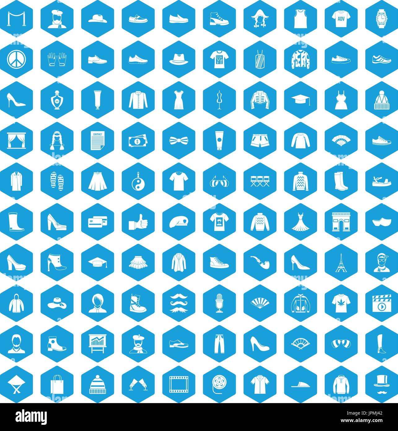 100 fashion icons set blue Stock Vector Image & Art - Alamy