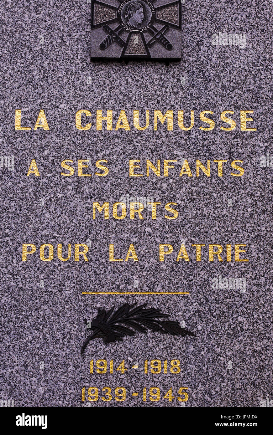 World War One memorial at La Chaumusse village, Jura, France Stock ...